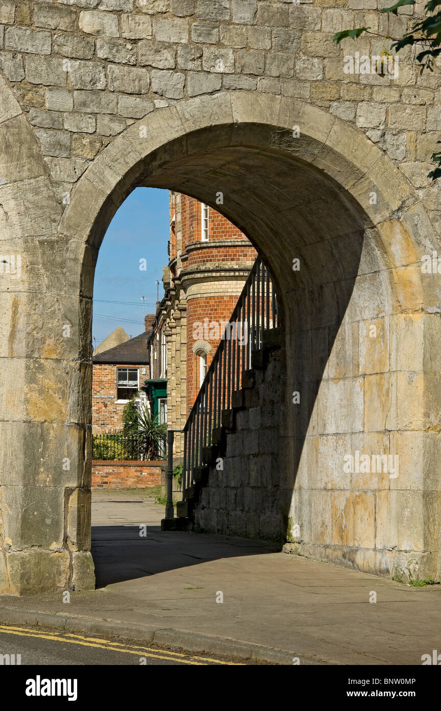 Close up of arch at Victoria Bar section of the City Walls in summer ...