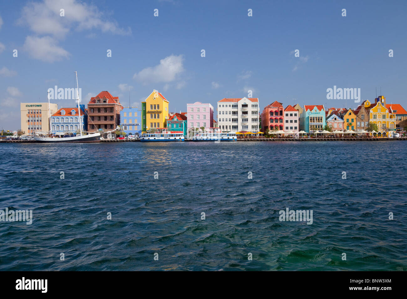 Colorful Dutch colonial architecture in the buildings in the Punda ...
