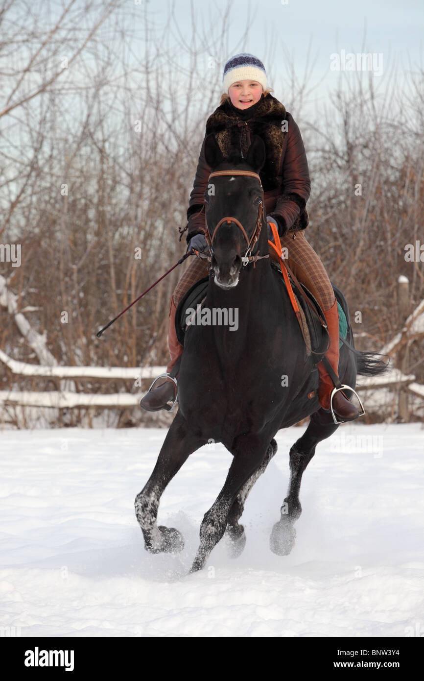 Winter horseback riding Stock Photo - Alamy