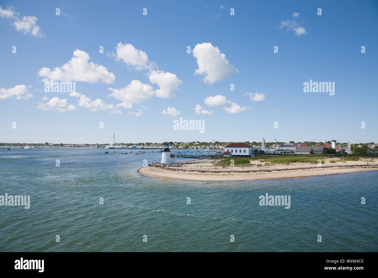Harbor and Brant Point lighthouse in Nantucket Stock Photo - Alamy