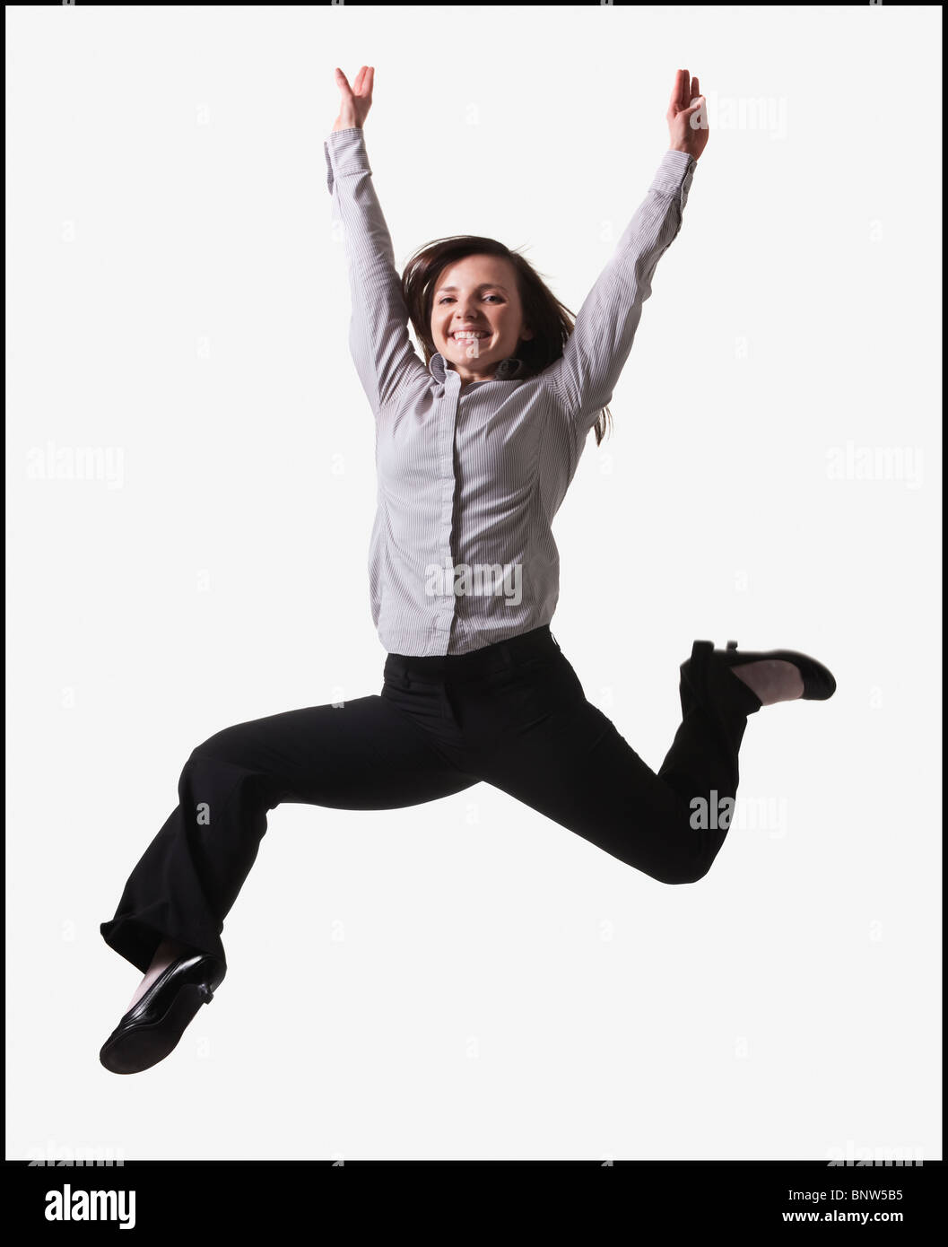 Businesswoman jumping joy hi-res stock photography and images - Alamy