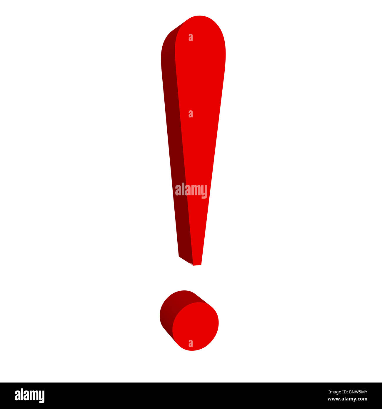 3D red exclamation sign on white background Stock Photo - Alamy