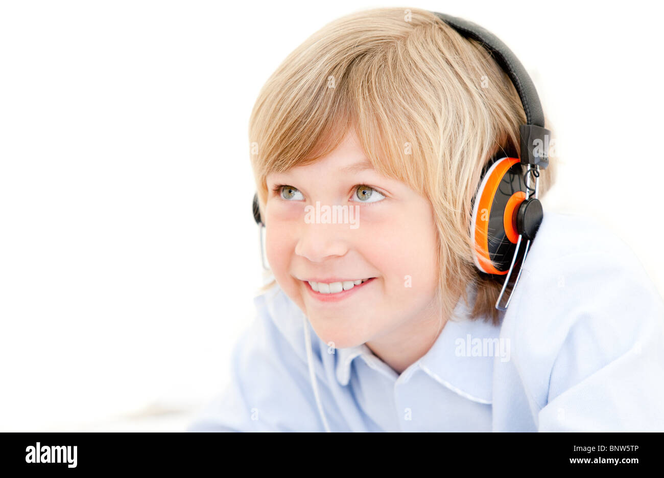 Boy listenning music Stock Photo - Alamy