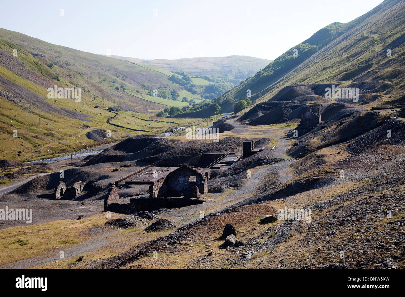 Mining remains at Cwmystwyth lead mines Ystwyth Valley Wales UK Stock ...