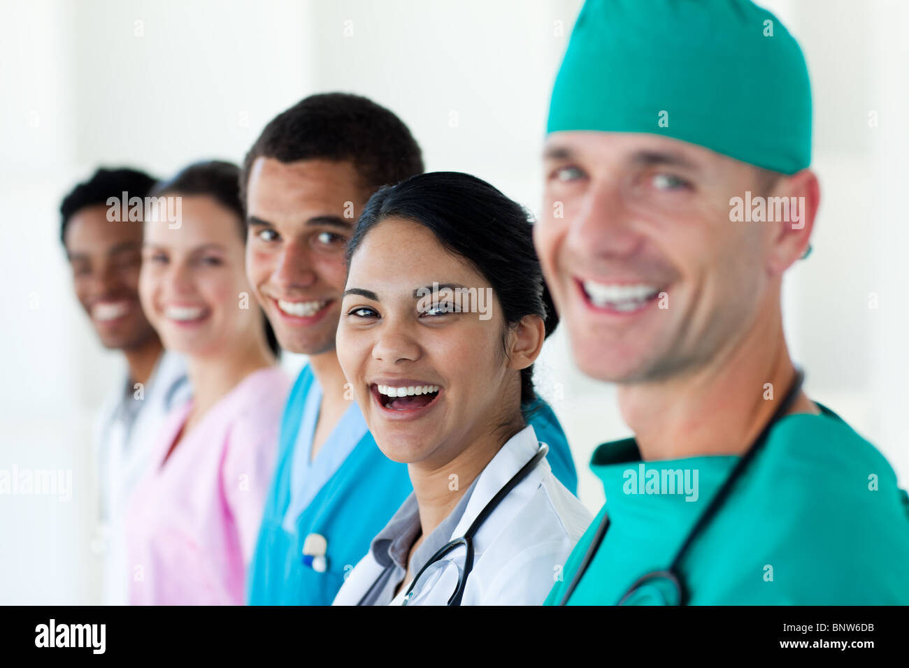 A diverse medical team in a line Stock Photo - Alamy