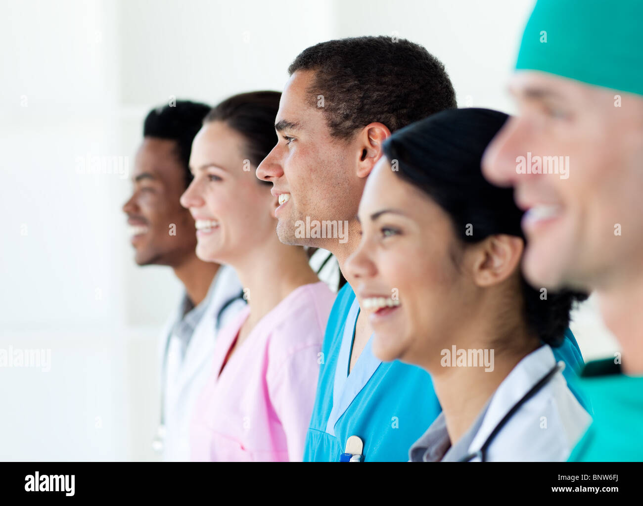 Medical team standing in a line Stock Photo - Alamy