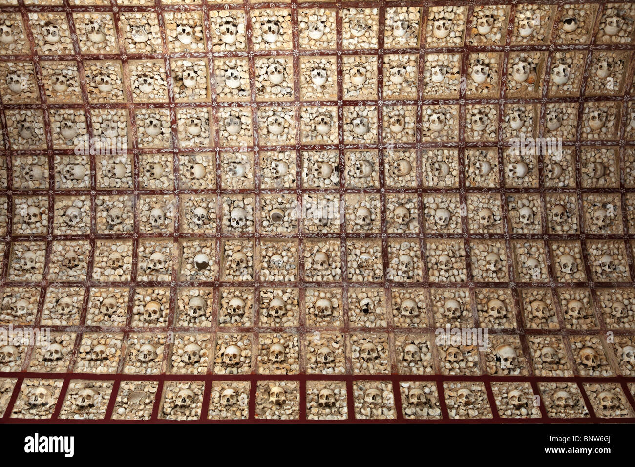Wall of human bones in the Igreja do Carmo chapel, Faro, Portugal Stock ...