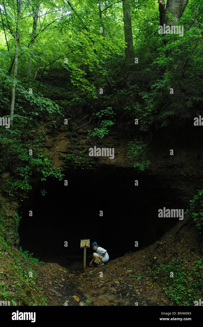 Entrance to abandoned coal mine at Barthell coal Mining Camp, Kentucky ...