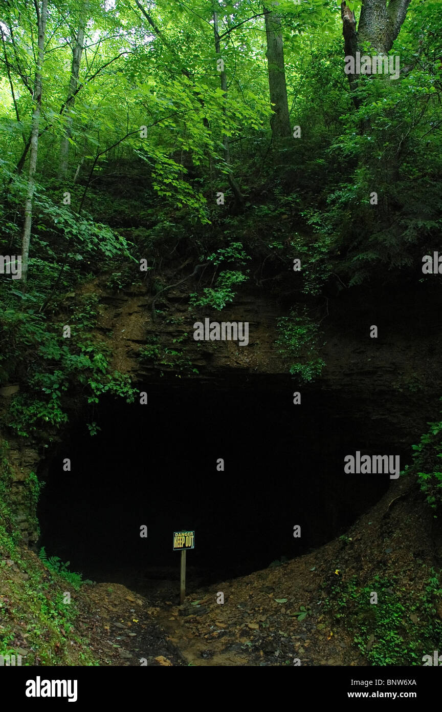 Entrance to abandoned coal mine at Barthell coal Mining Camp, Kentucky ...
