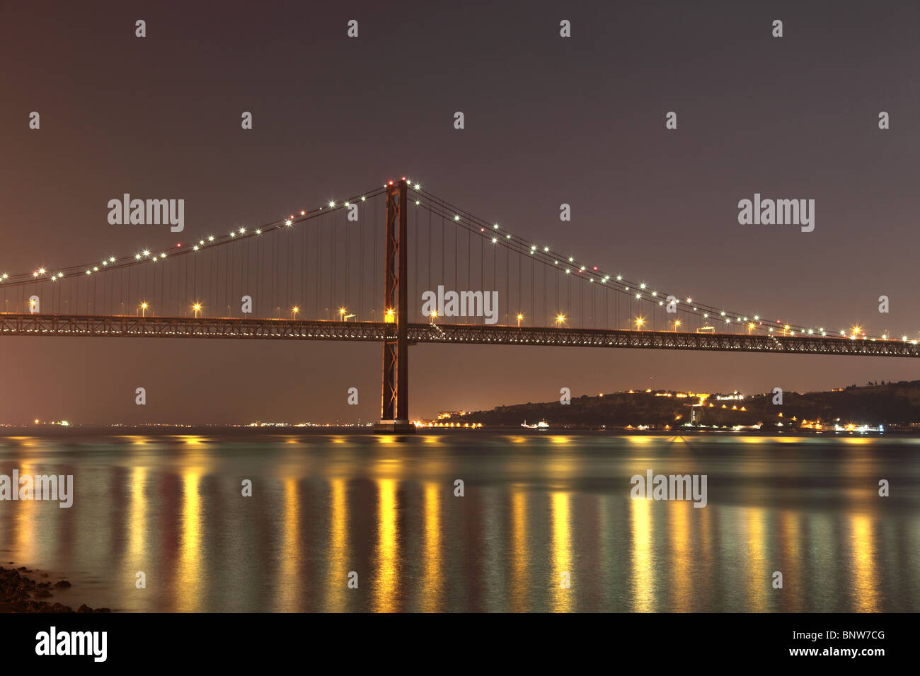 The 25 de Abril Bridge - suspension bridge over the river Tagus ...