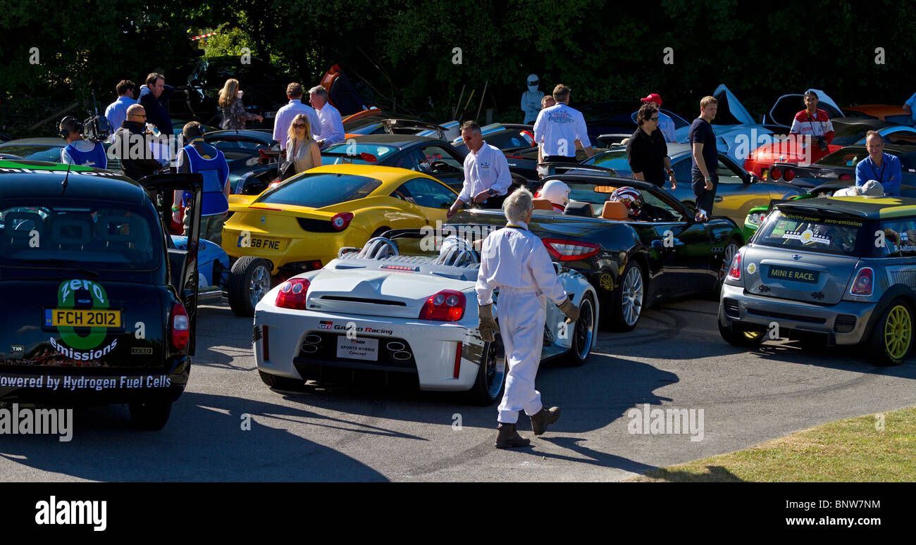 The hill top collection paddock at the 2010 Goodwood Festival of Speed ...