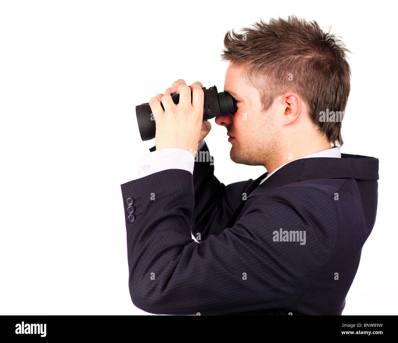 man looking through Binoculars Stock Photo - Alamy