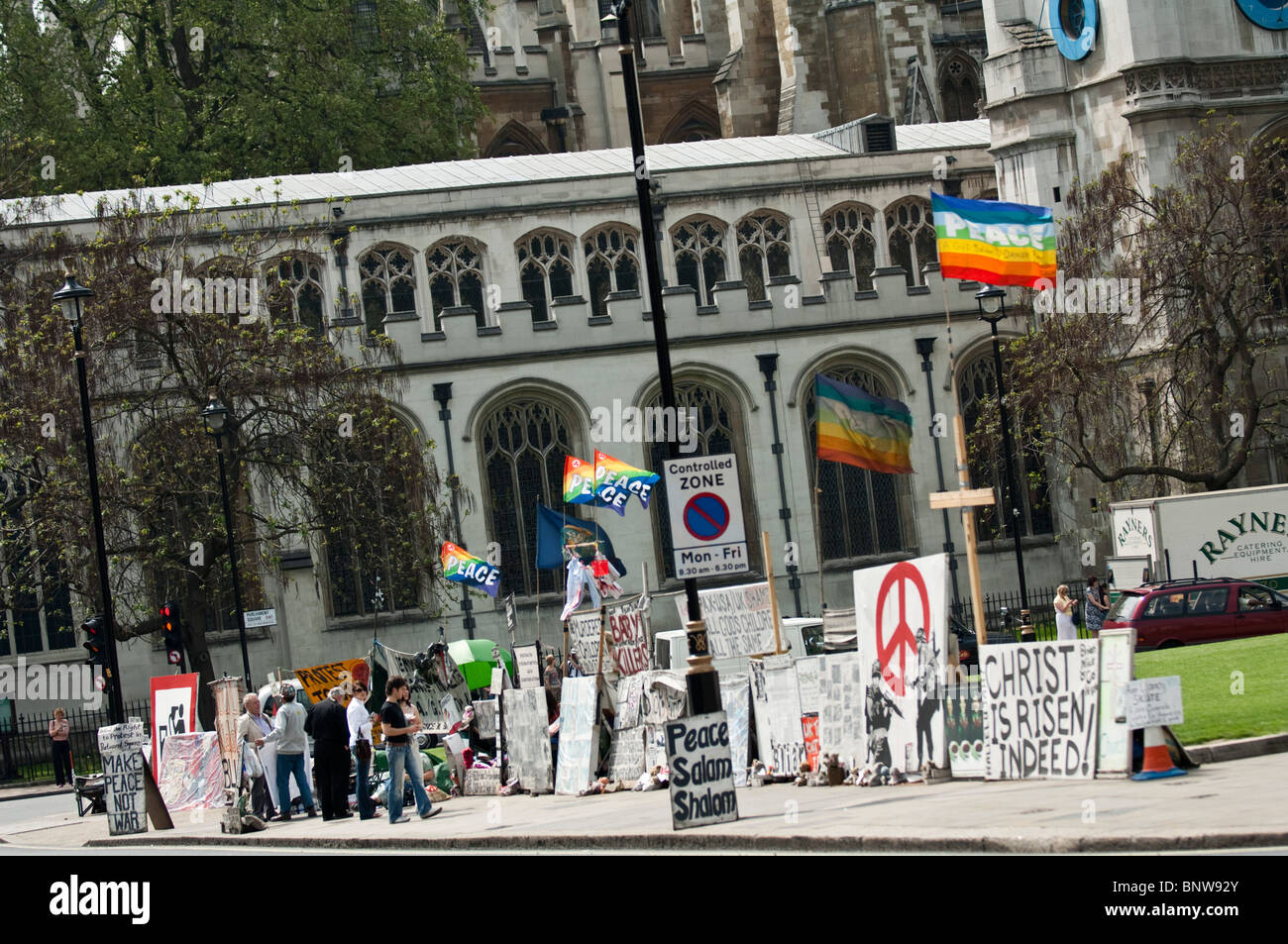 The anti-war protester Brian Haw continues his round-the-clock vigil ...