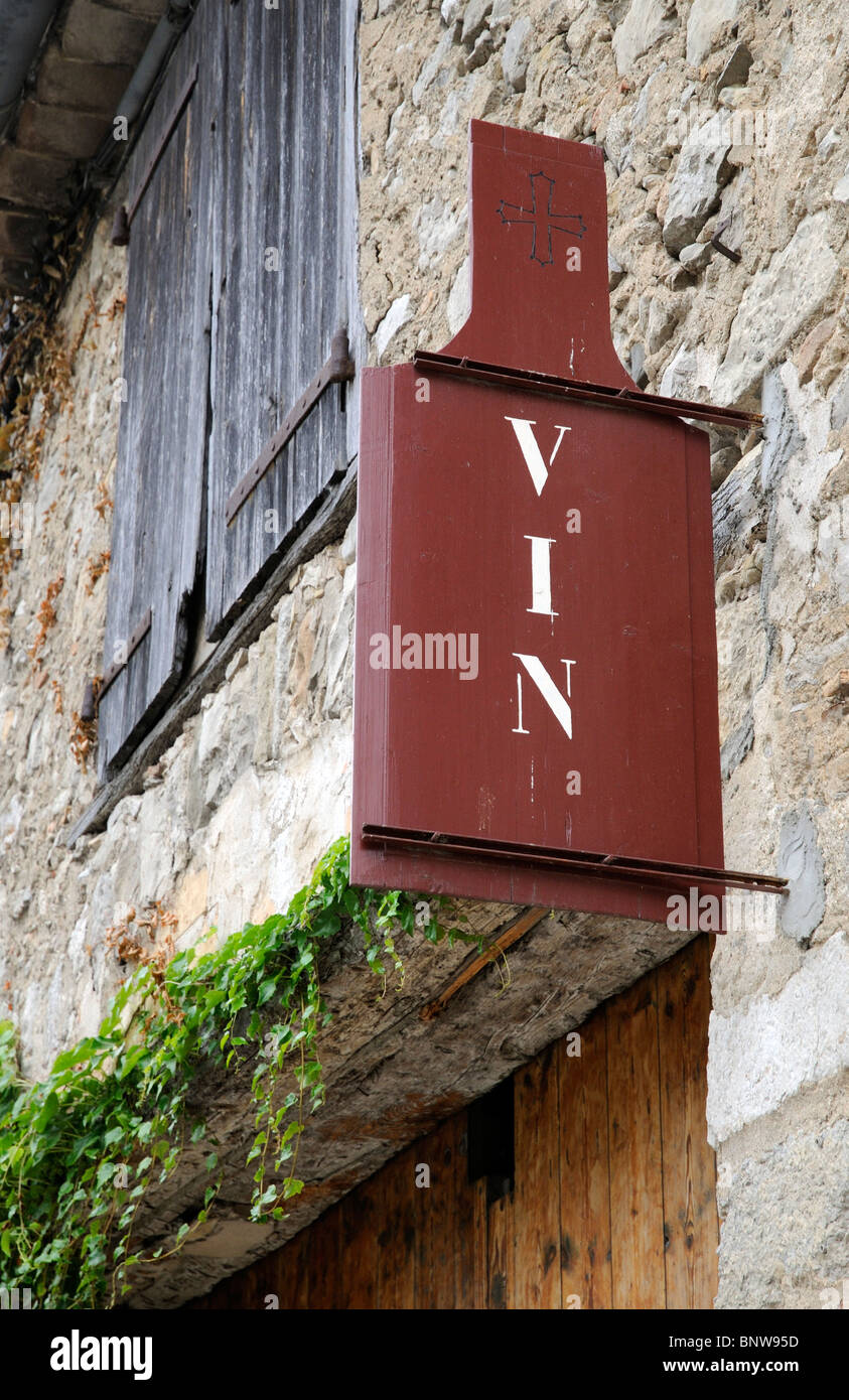 VIN sign over the door of a French wine cellar Stock Photo - Alamy
