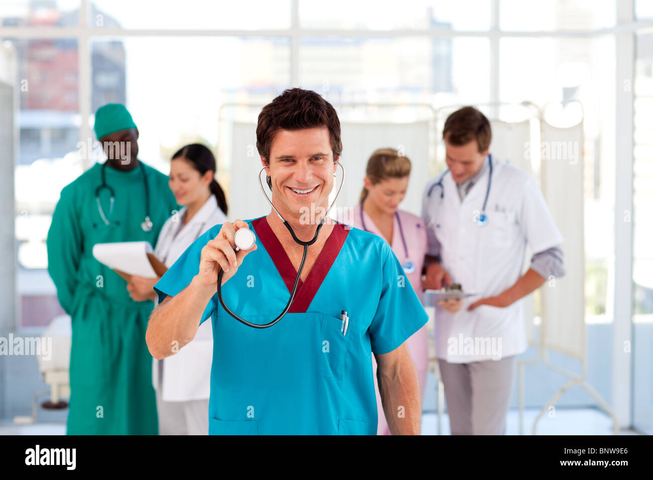 Group of doctors working in a hospital Stock Photo - Alamy