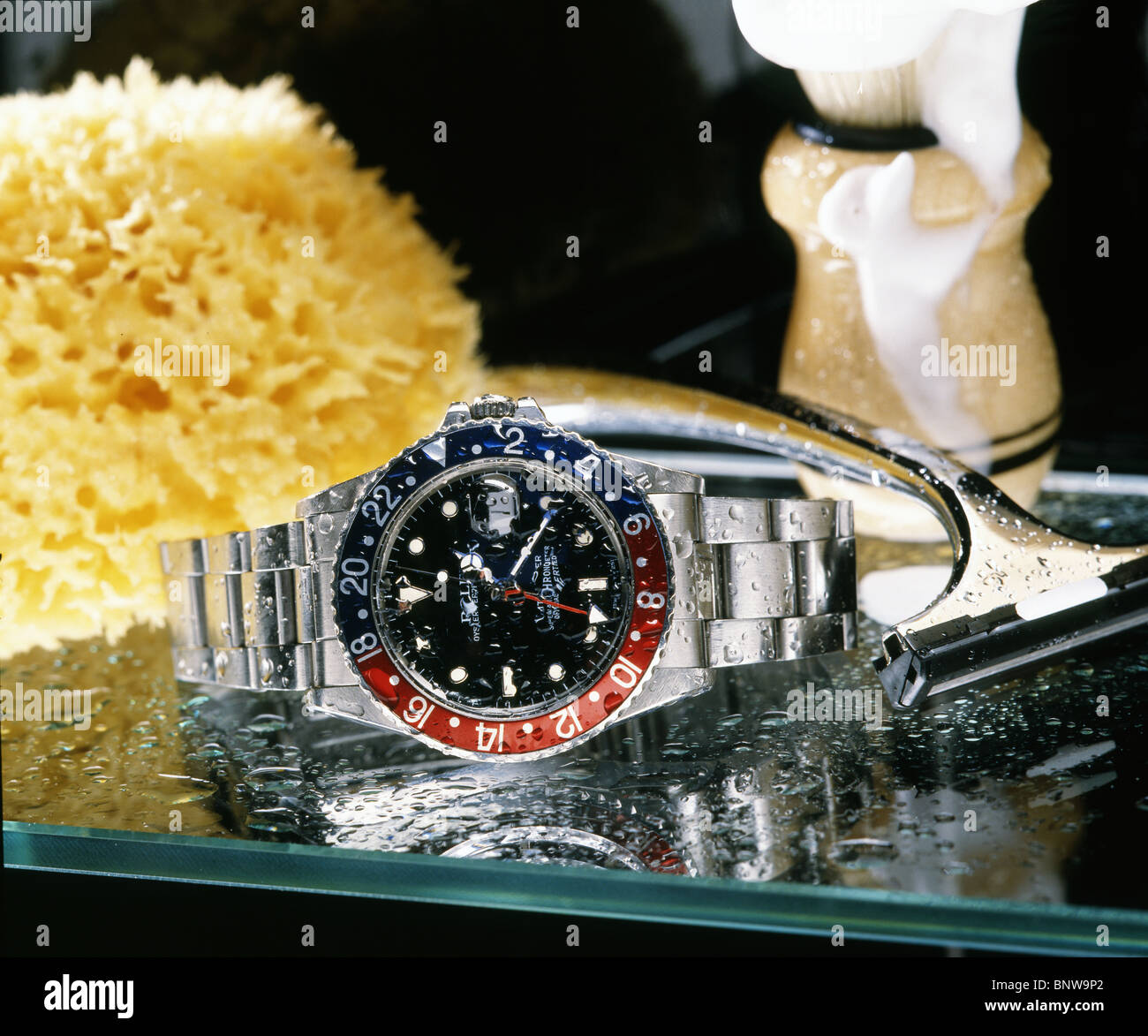 Mans Rolex divers watch in bathroom Stock Photo - Alamy