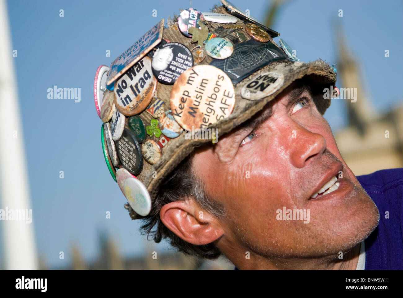 The anti-war protester Brian Haw continues his round-the-clock vigil ...
