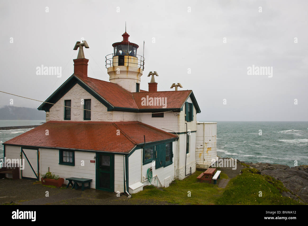 Battery Point Lighthouse on the Pacific Ocean northern California coast ...