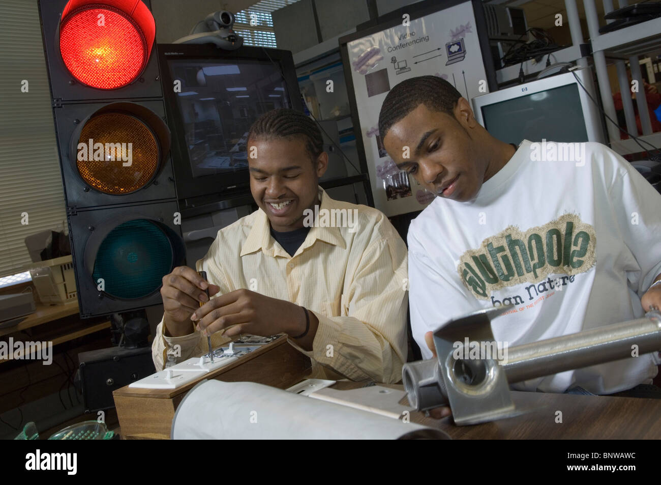 African-American male students at the Carver Magnet High demonstrate ...