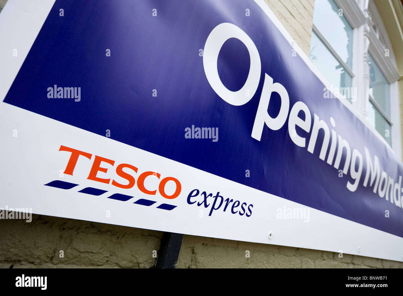 Banner to advertise a new / opening Tesco Express supermarket Stock ...