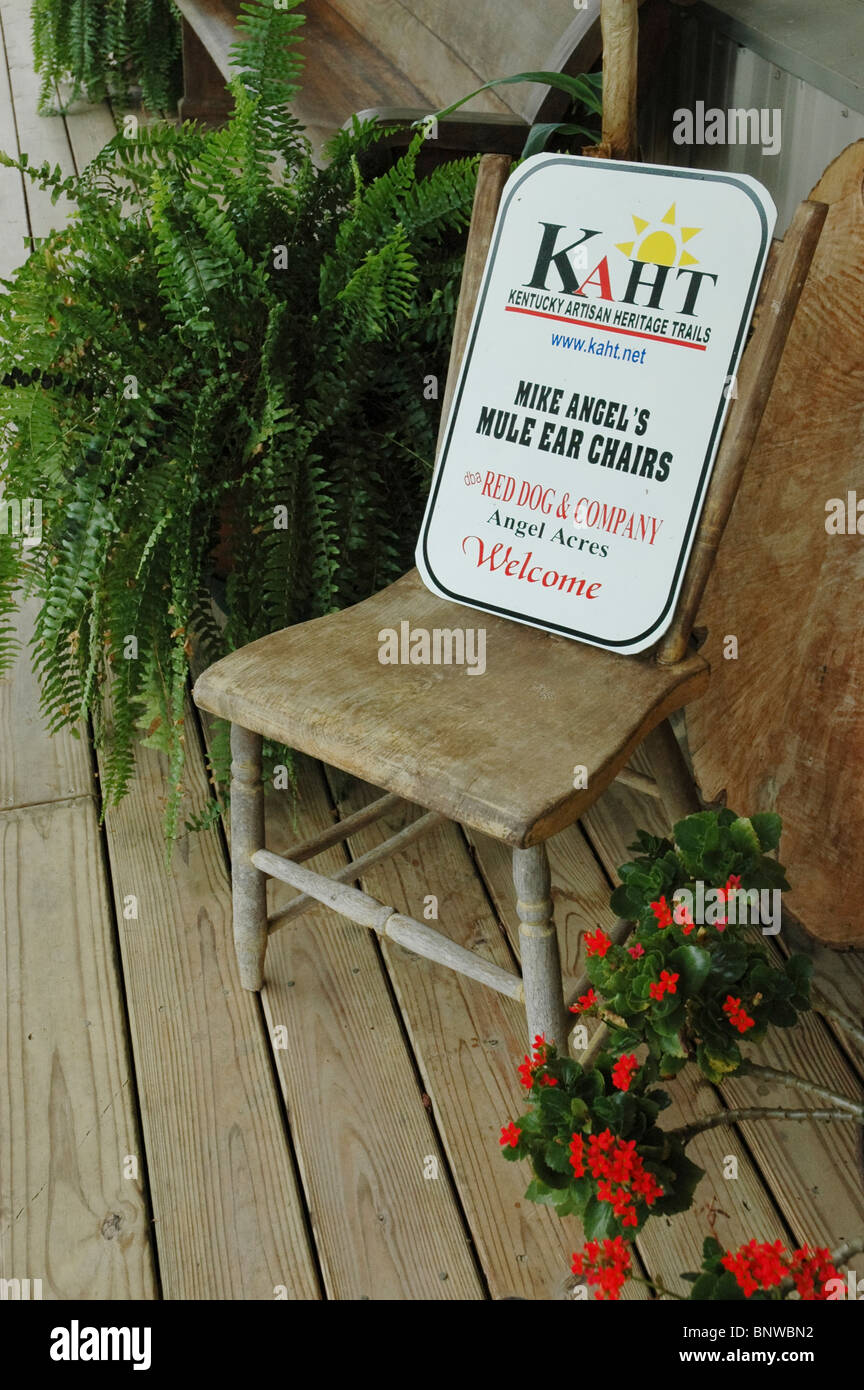 Mike Angel's Mule Ear Chairs, entrance to studio, Kentucky Stock Photo ...
