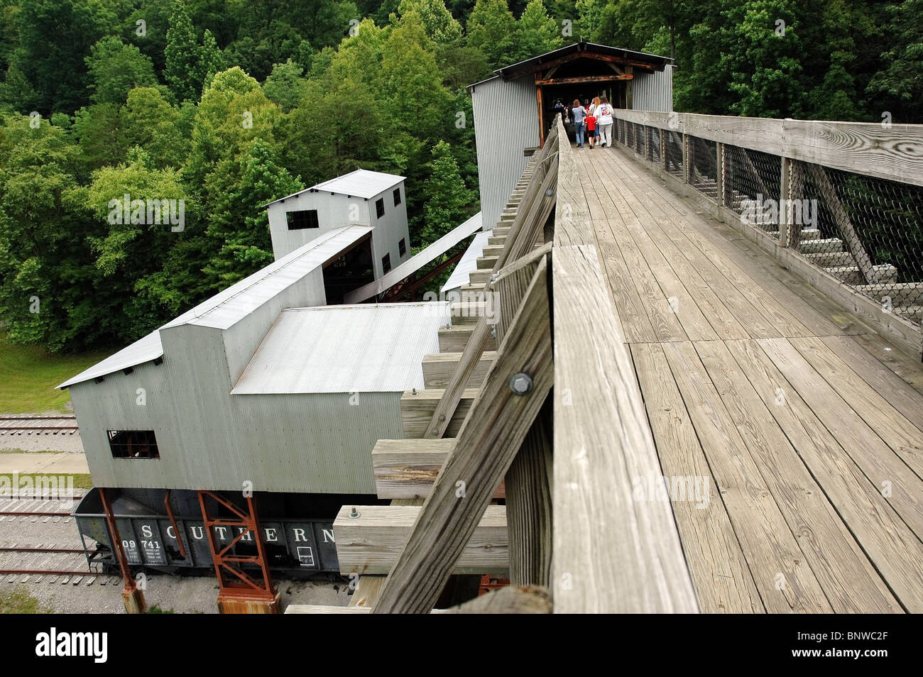 Walkway high across the coal tipple at Blue Heron coal mine, KY Stock ...