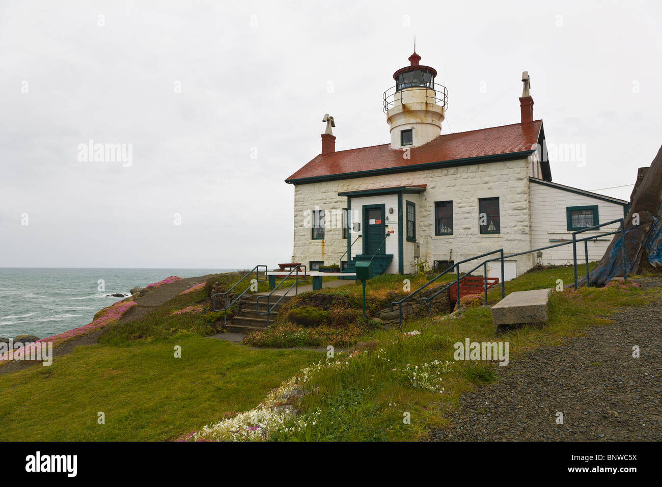 Battery Point Lighthouse on the Pacific Ocean northern California coast ...