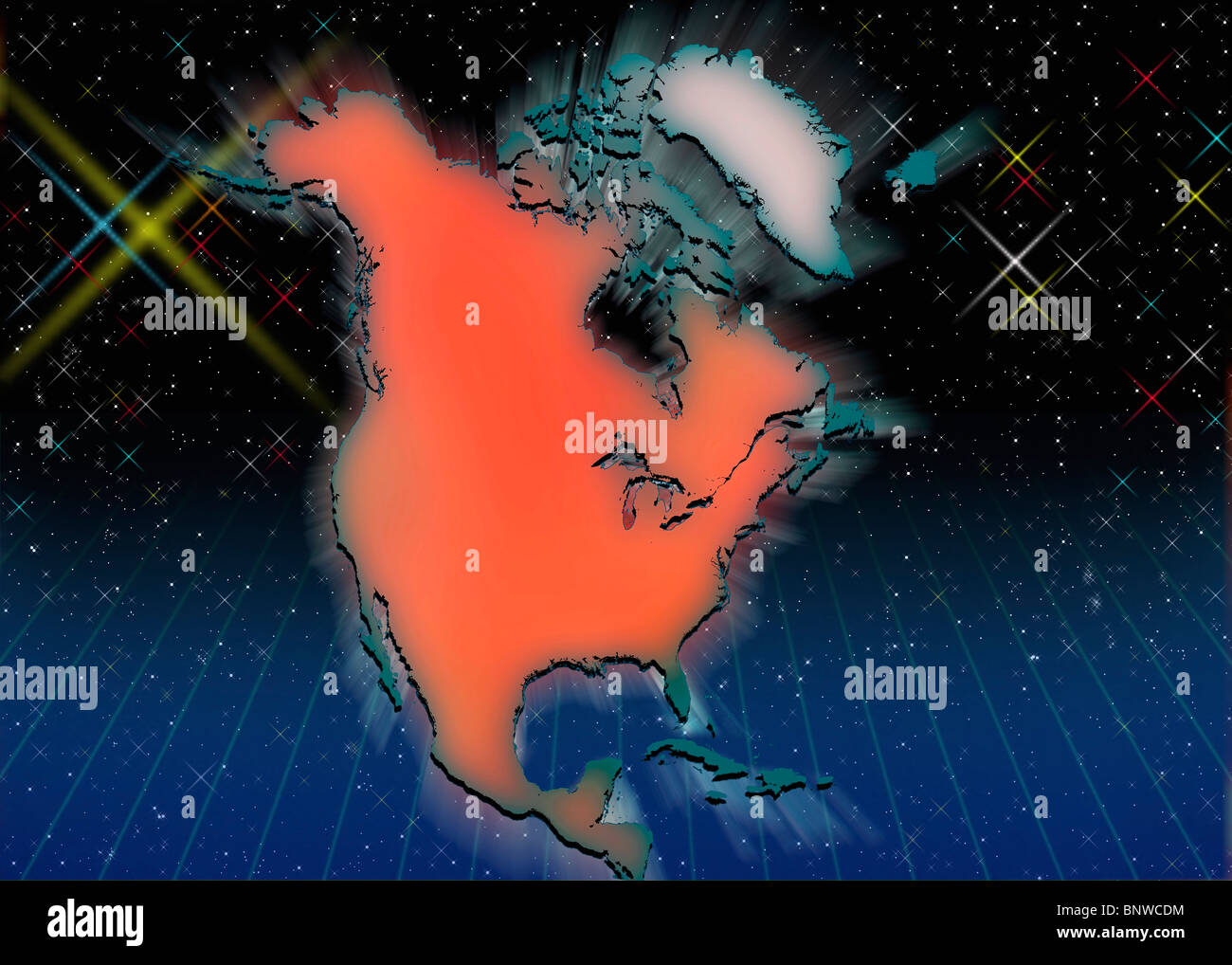 Outline map of North America Stock Photo - Alamy