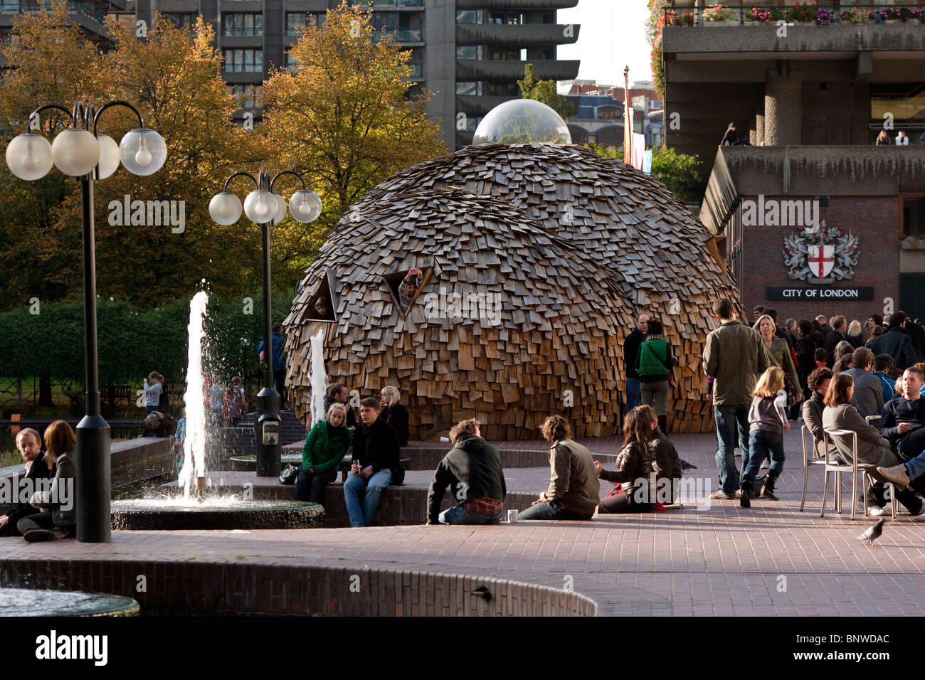 Heather and Ivan Morison Sculpture in the Barbican, London Stock Photo ...