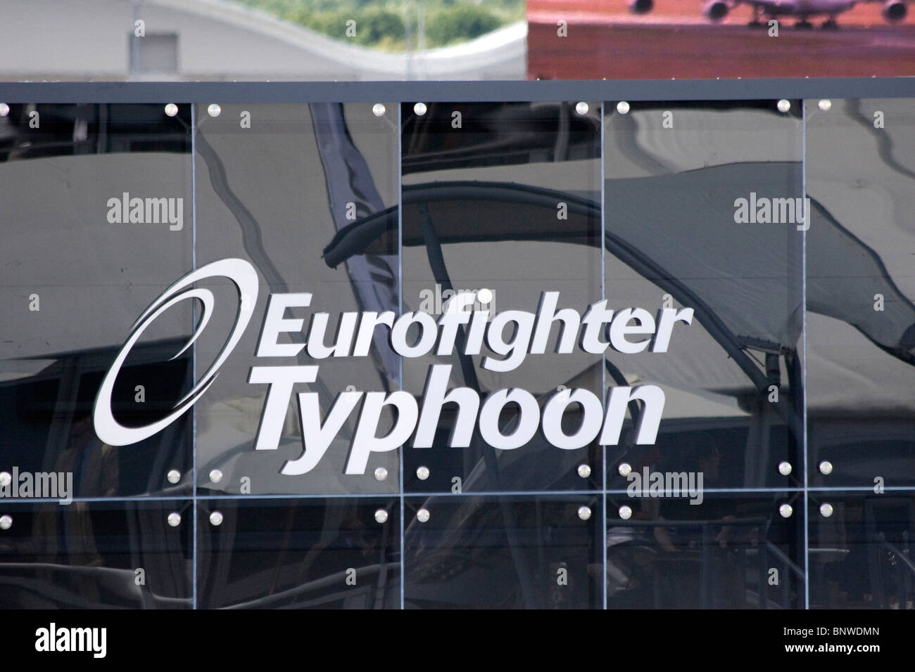 Eurofighter Typhoon logo on hospitality chalet at Farnborough ...