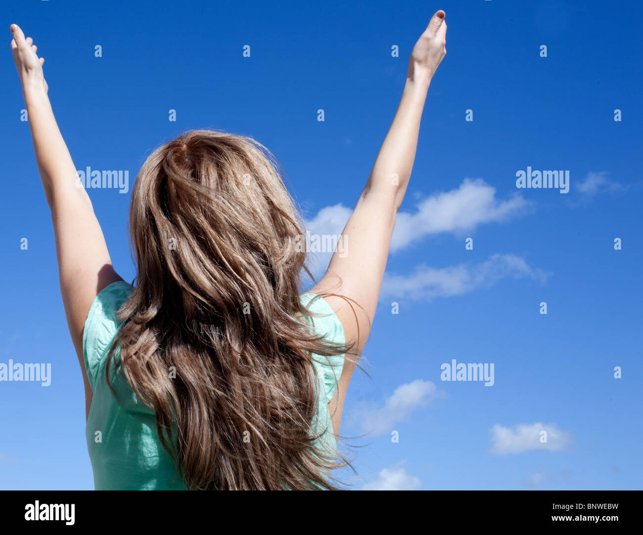 Woman punching the air outdoor Stock Photo - Alamy