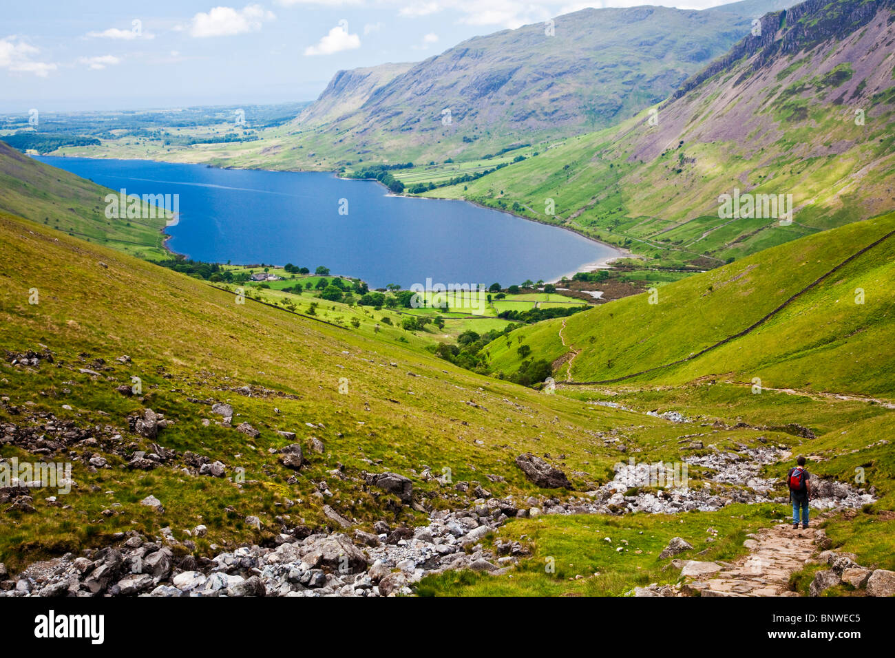 View over Wast Water from the Wasdale Head route up to Scafell Pike ...