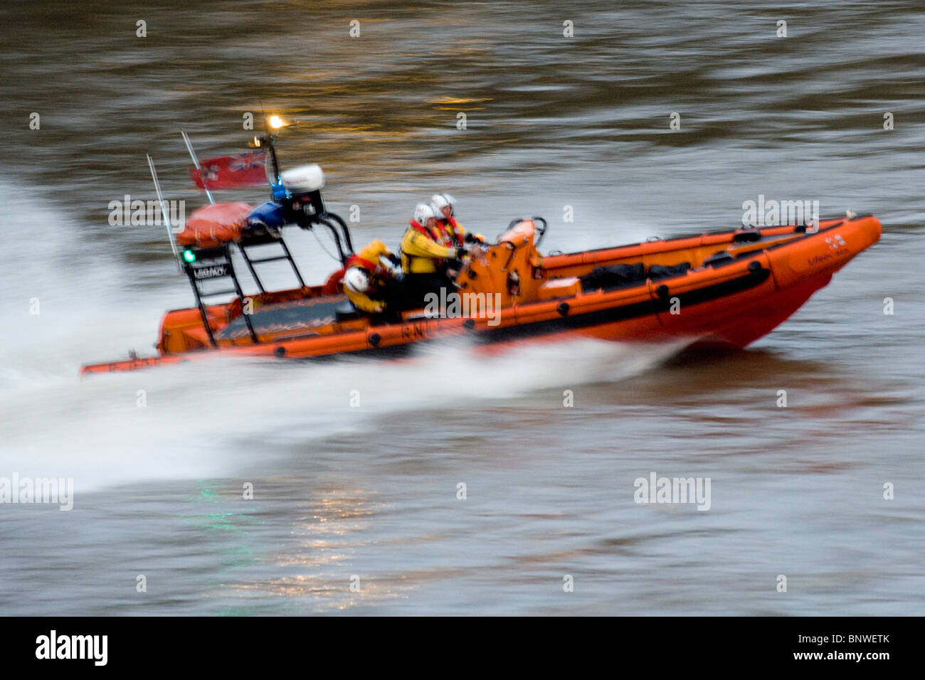 Lifeboats,at speed and at dusk, exercise below Cannon Street railway ...