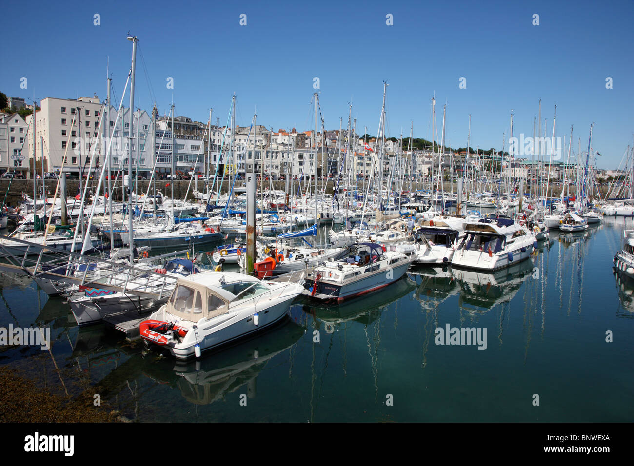 Harbor, port of St. Peter Port, Guernsey, UK, Channel islands. Sailing ...