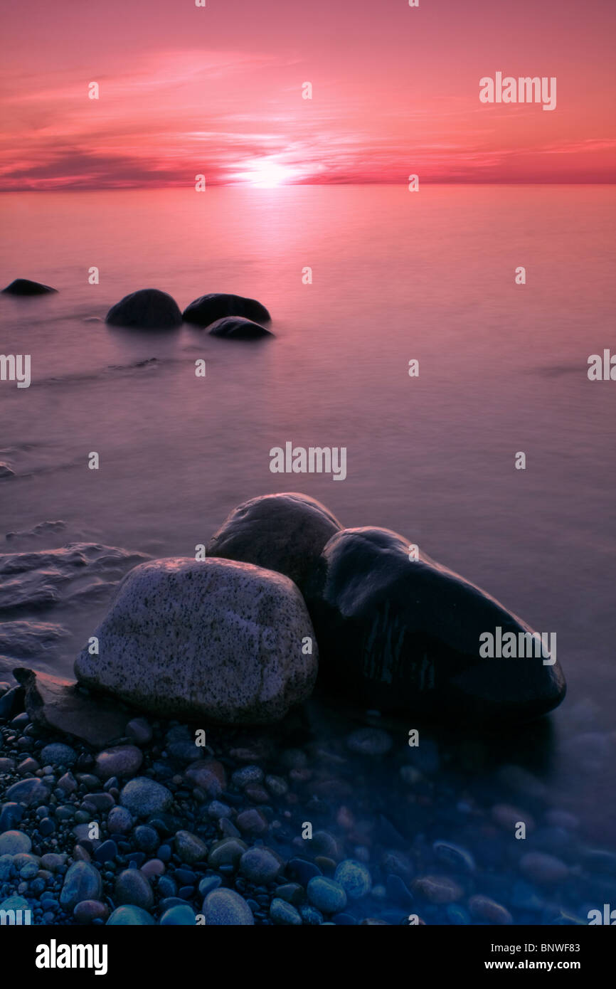 Sunset in Pictured Rocks National Lakeshore Stock Photo - Alamy