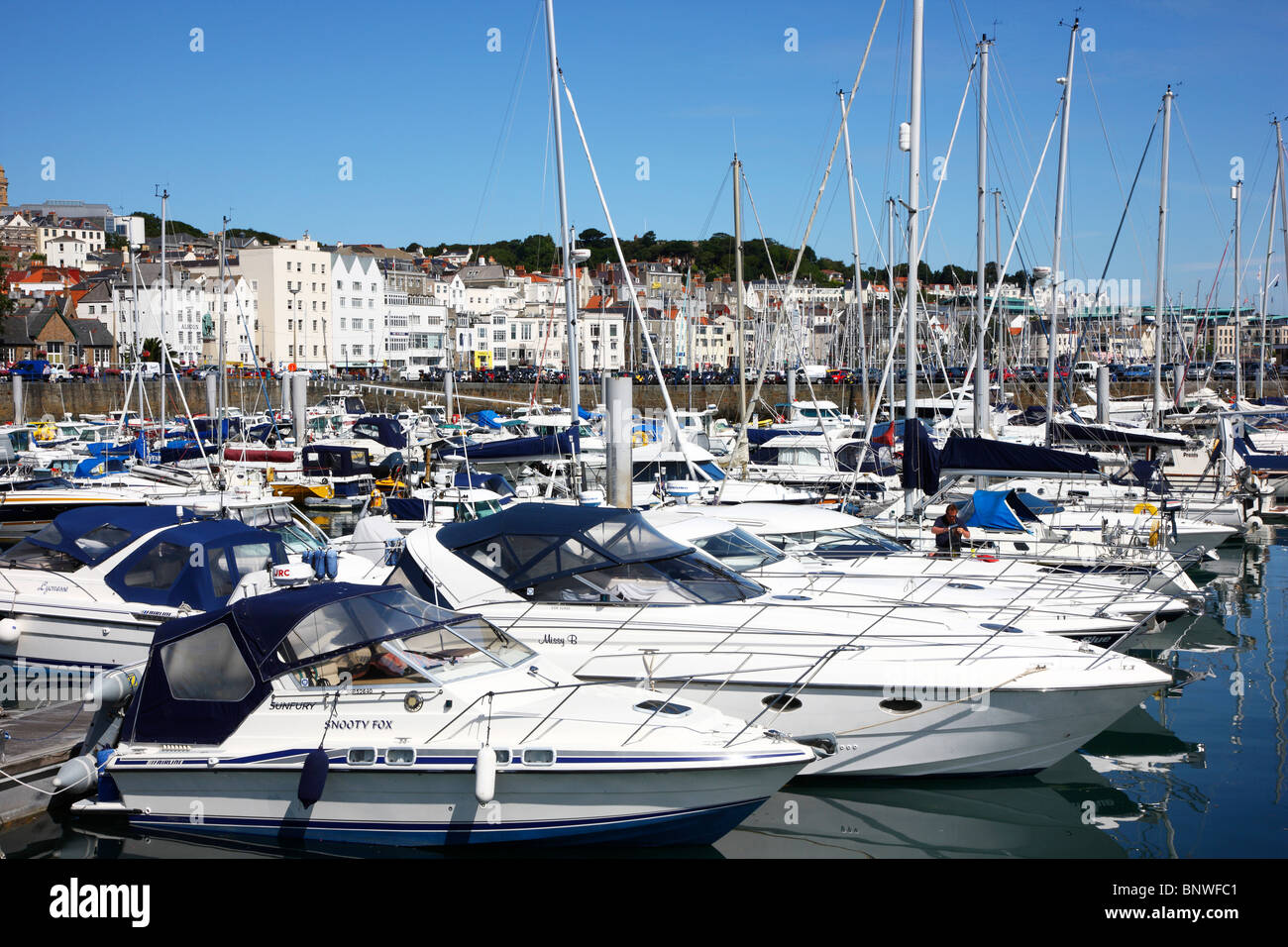 Harbor, port of St. Peter Port, Guernsey, UK, Channel islands. Sailing ...