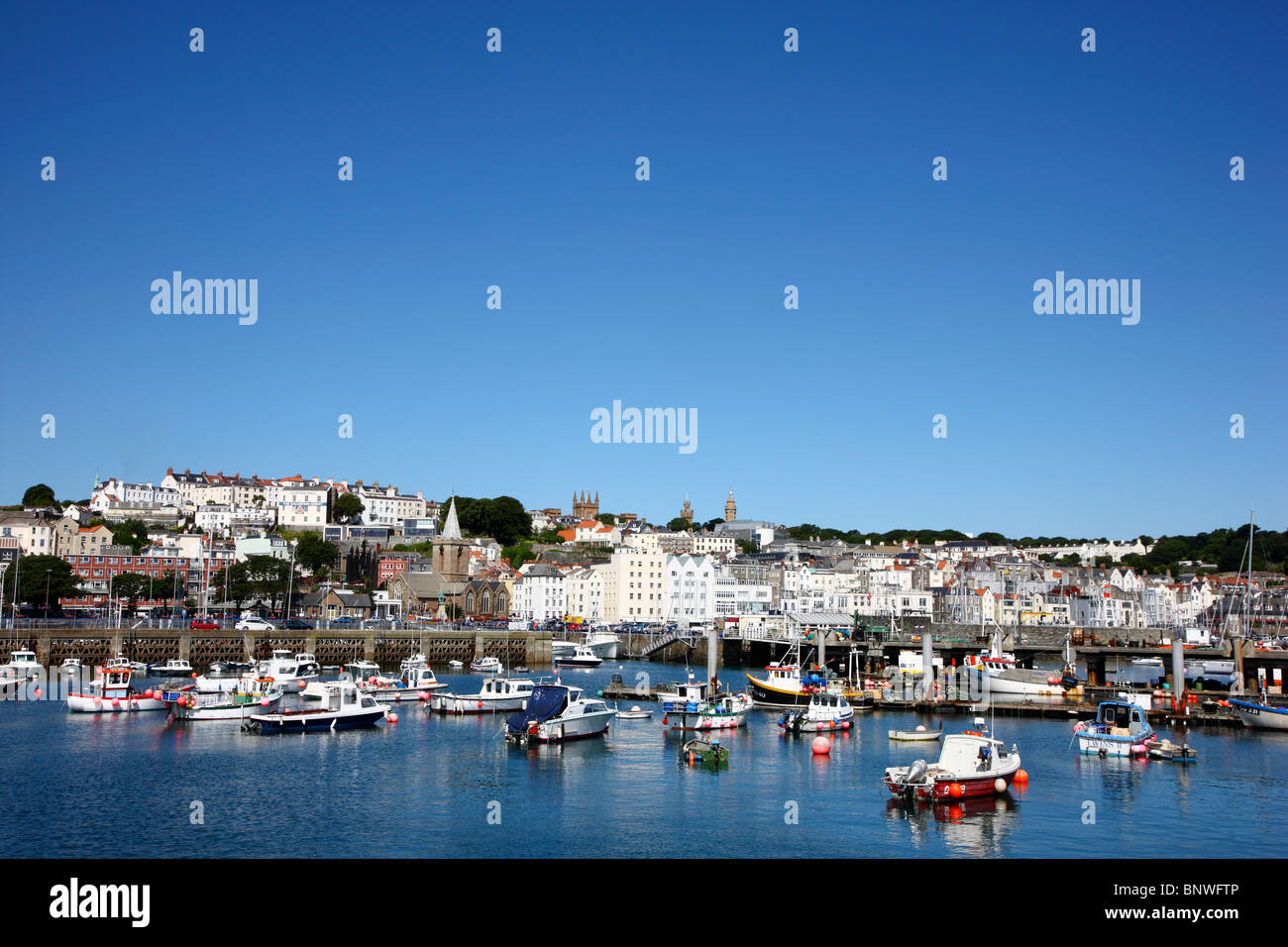 Harbor, port of St. Peter Port, Guernsey, UK, Channel islands. Sailing ...