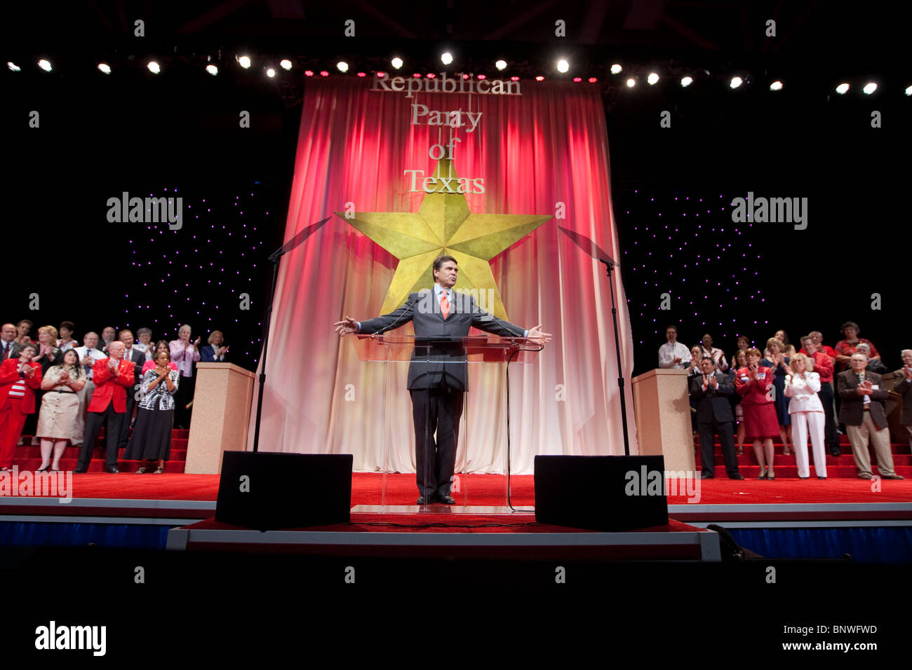 Texas Governor Rick Perry speaks at the biannual Texas Republican ...