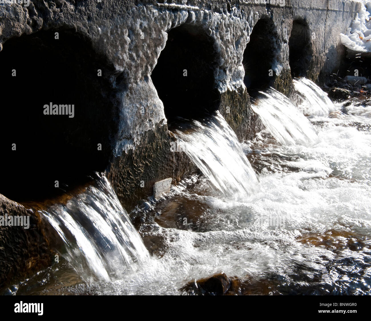 Water flowing through a culvert Stock Photo - Alamy