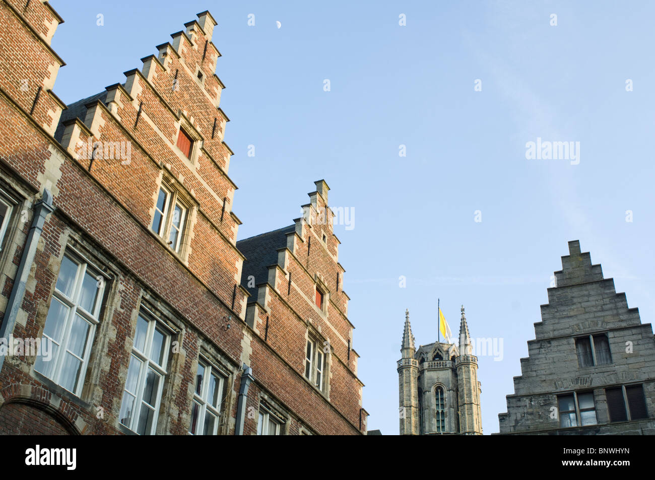 Belgium, Ghent, Gabled Gothic houses Stock Photo - Alamy
