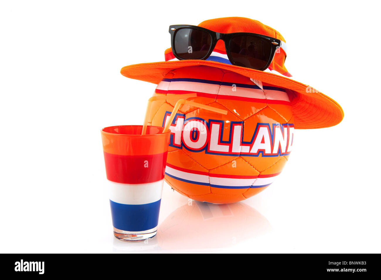 Dressed Dutch soccer ball in the colors of the flag with orange Stock ...