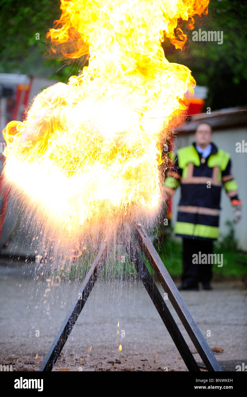 Public Show of Fire Demonstration at a Fire Station Stock Photo - Alamy