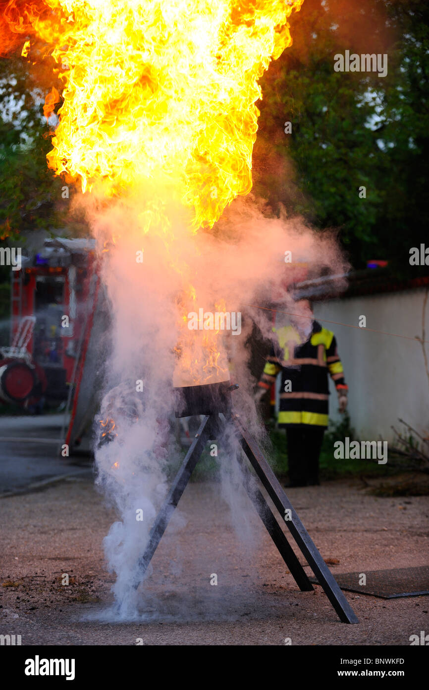 Public Show of Fire Demonstration at a Fire Station Stock Photo - Alamy
