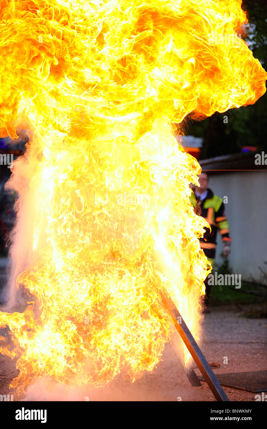 Public Show of Fire Demonstration at a Fire Station Stock Photo - Alamy