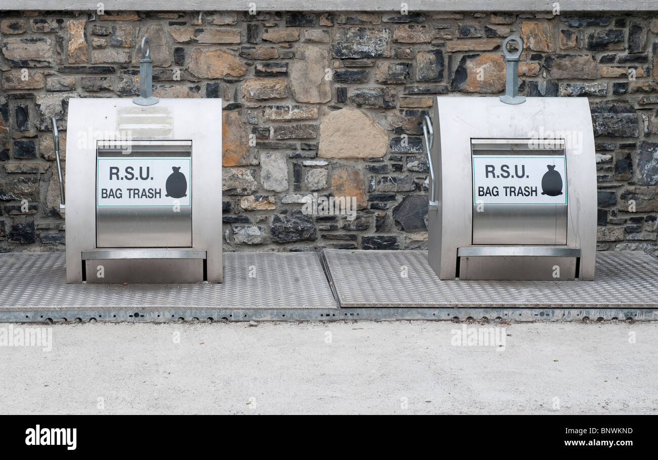 RSU rubbish containers in Varenna Italy Stock Photo - Alamy