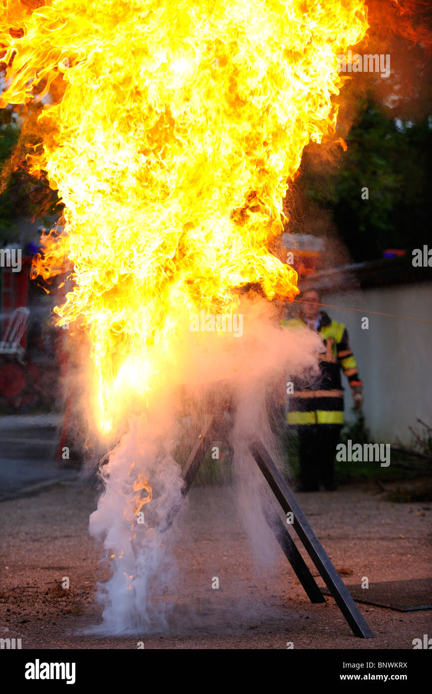 Public Show of Fire Demonstration at a Fire Station Stock Photo - Alamy