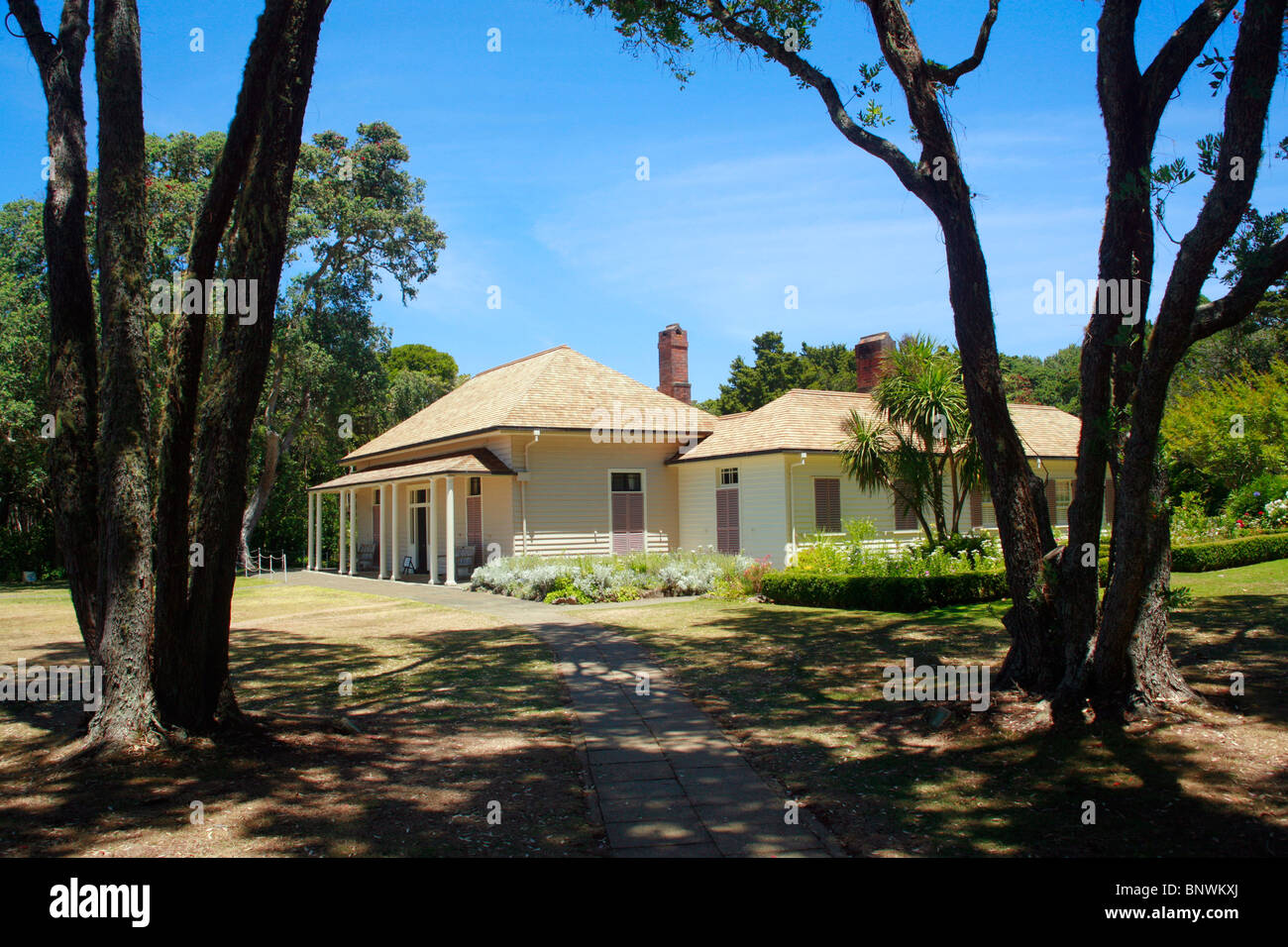 The Treaty House at Waitangi, home of James Busby, the first British ...