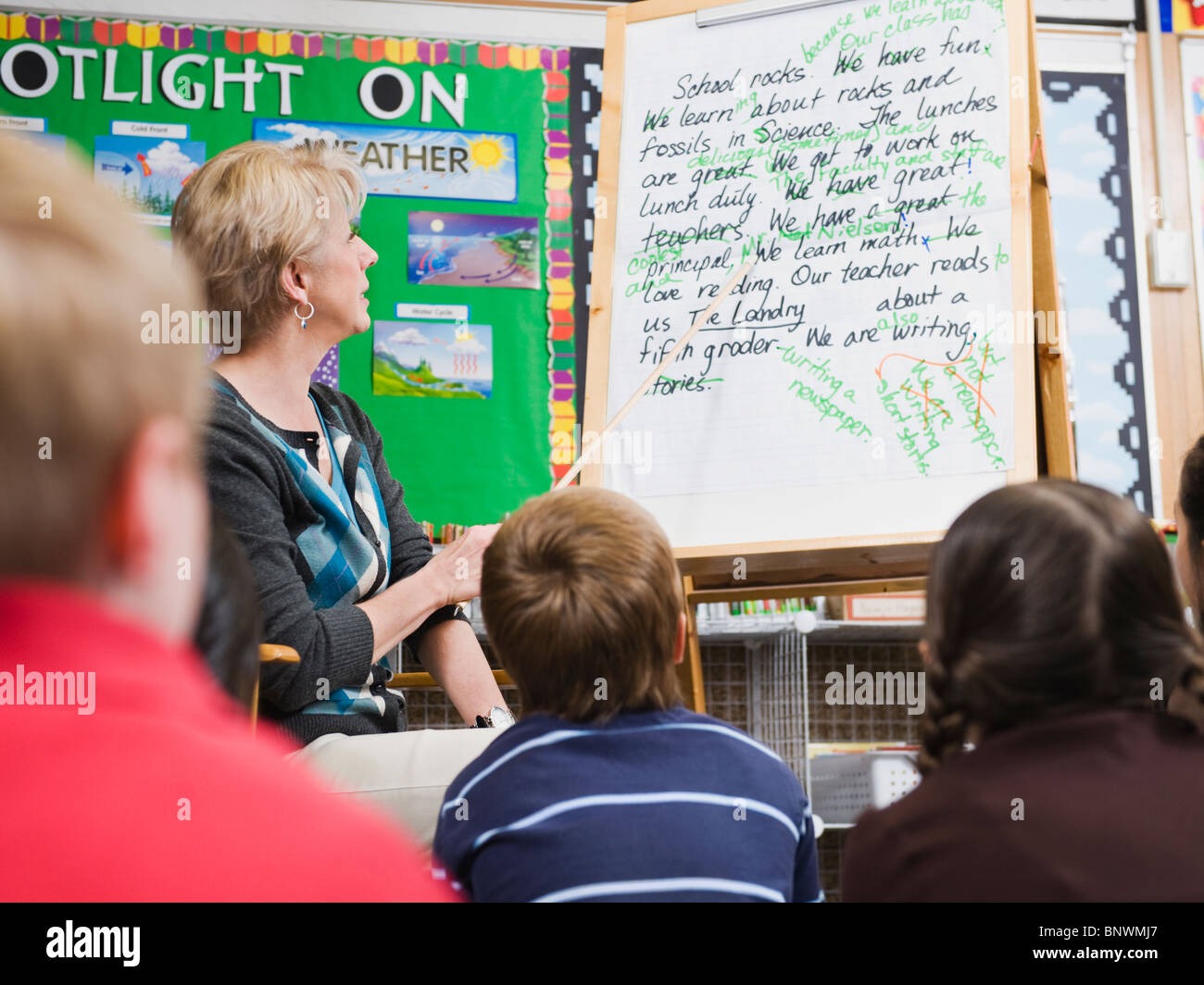 Teacher giving classroom presentation to students Stock Photo - Alamy