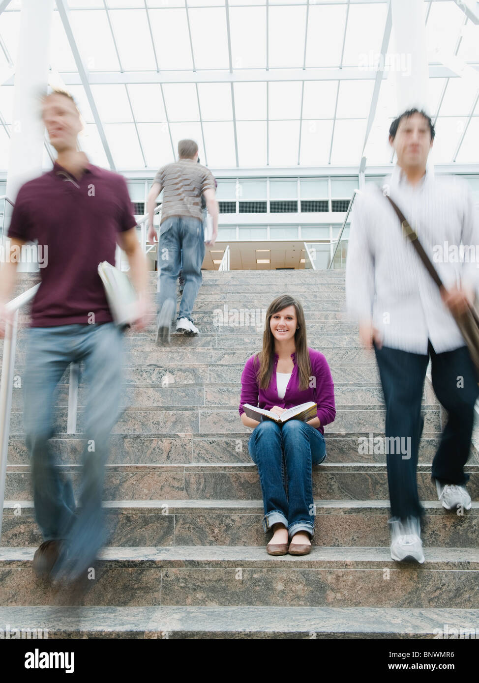 College students on steps in front of library Stock Photo - Alamy