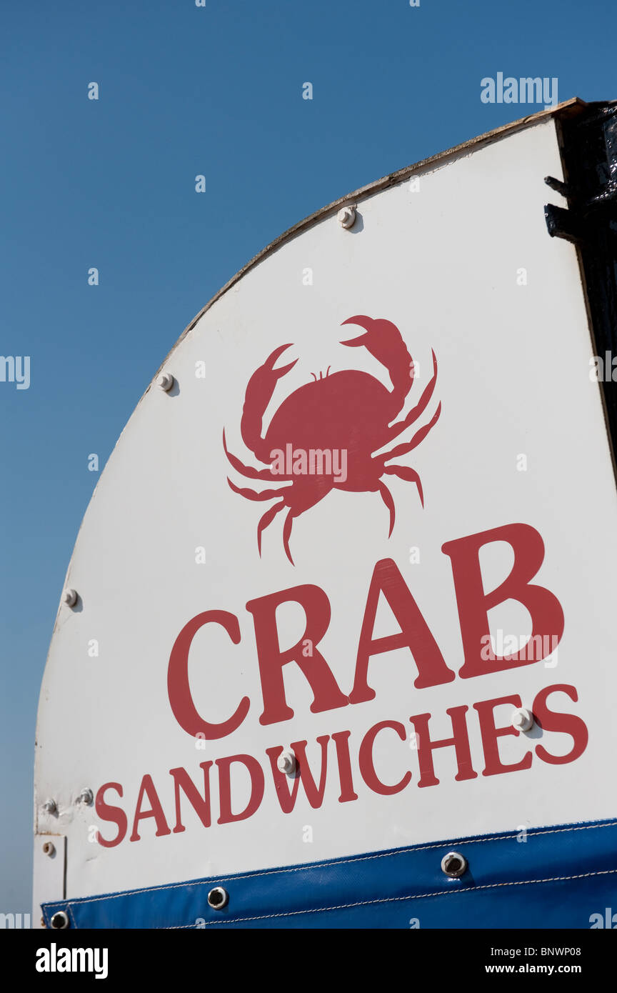 Sign at a shop selling crab sandwiches at the seaside resort of ...